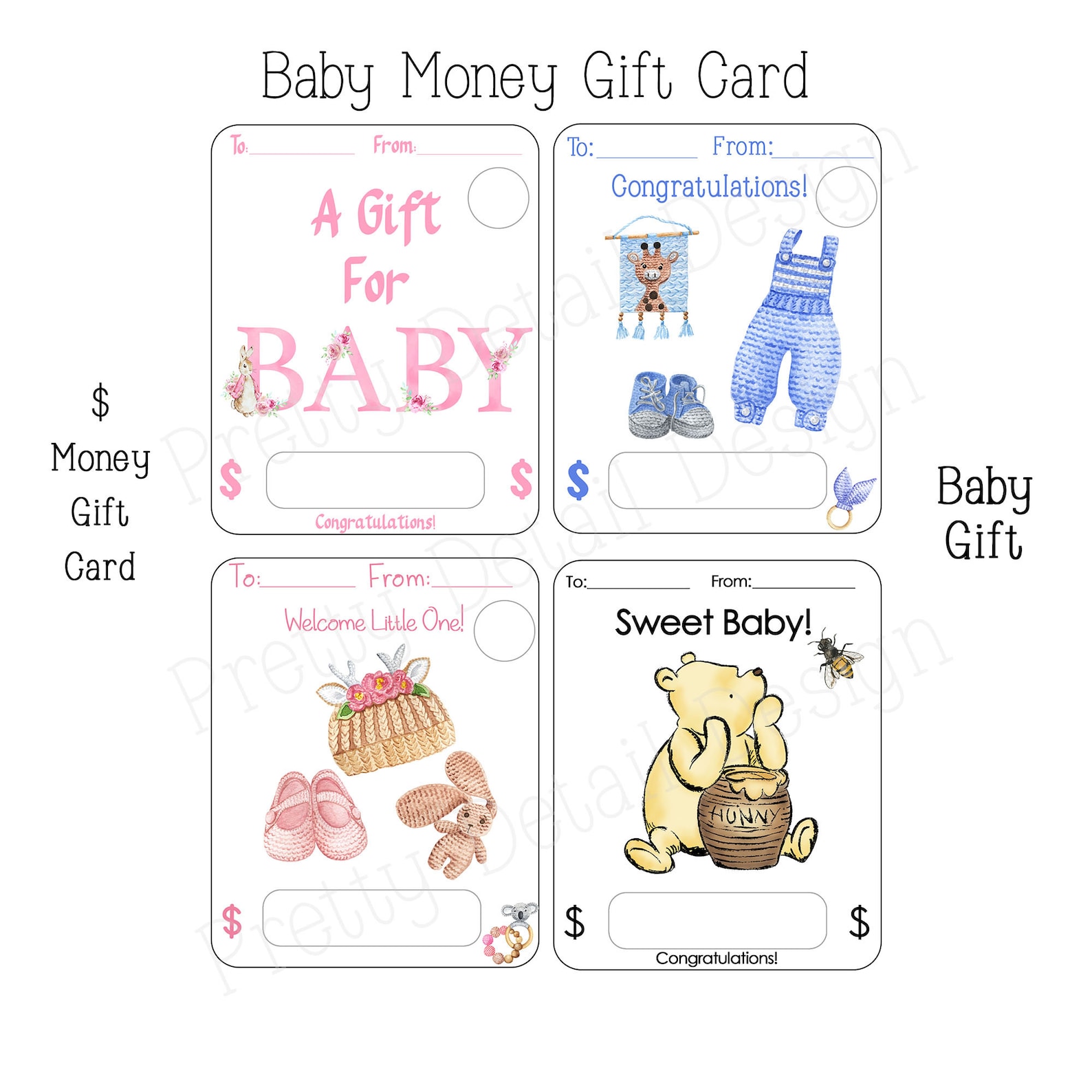 Baby Money Cards, Printable Baby Card, Money Card, Baby Shower Money ...