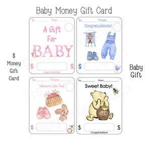 Printable Baby Money Gift Cards Holder, Gender Reveal Gift, Printable ...