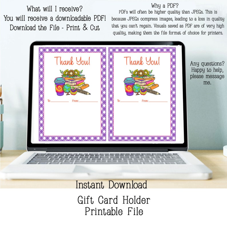 Printable Teacher Appreciation Gift Card Holder, Teacher Week, Thank ...