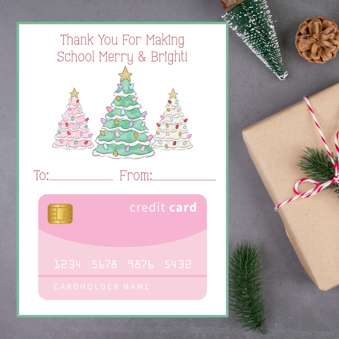 Printable Teacher Gift Card Holder, School Christmas Gift, Gift for ...