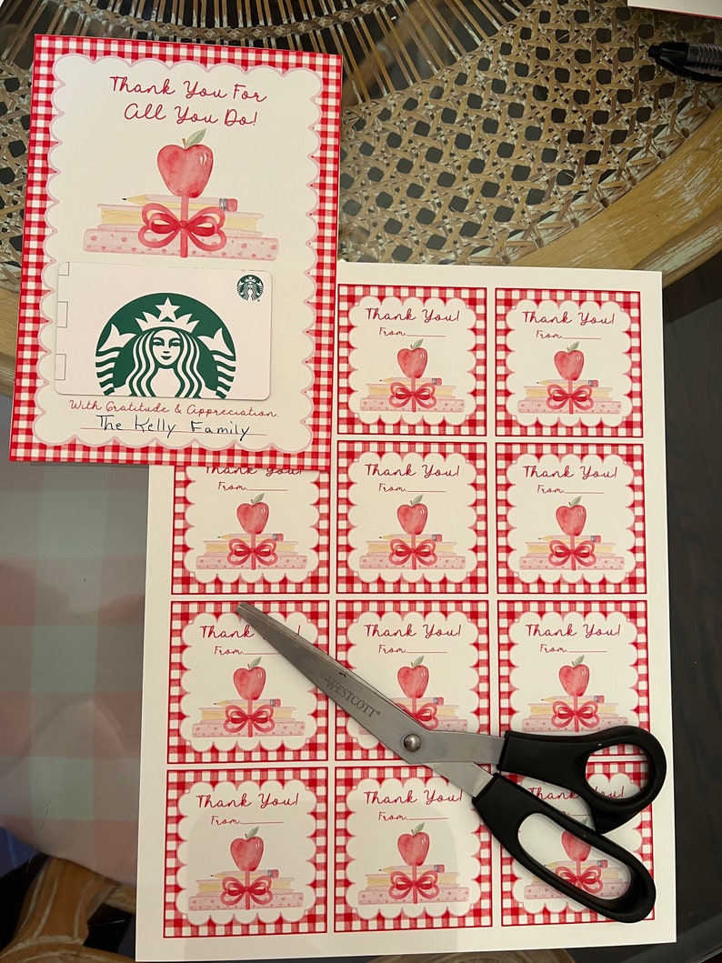 Teacher Appreciation Week Gift Tag, PRINTABLE Teacher Thank You Card ...