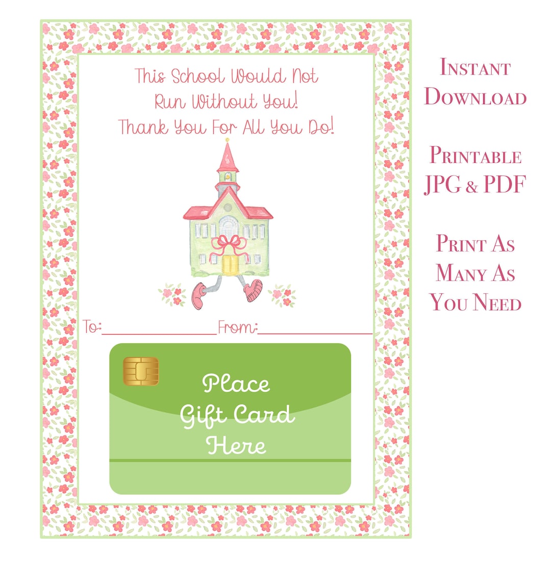 School Staff Appreciation, Gift Card Holder, Gift for School Staff ...