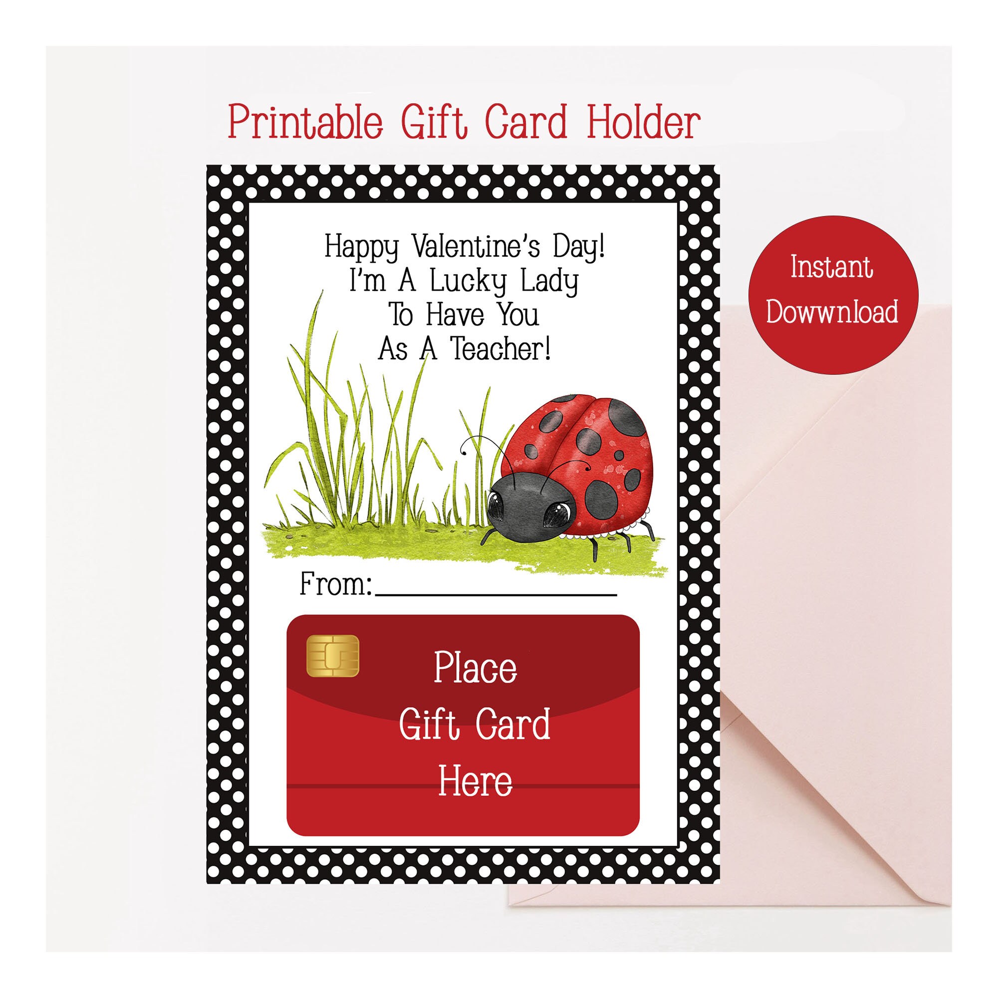 Printable Valentine's Day Gift Card Holder, Beauty Gift Card Holder ...