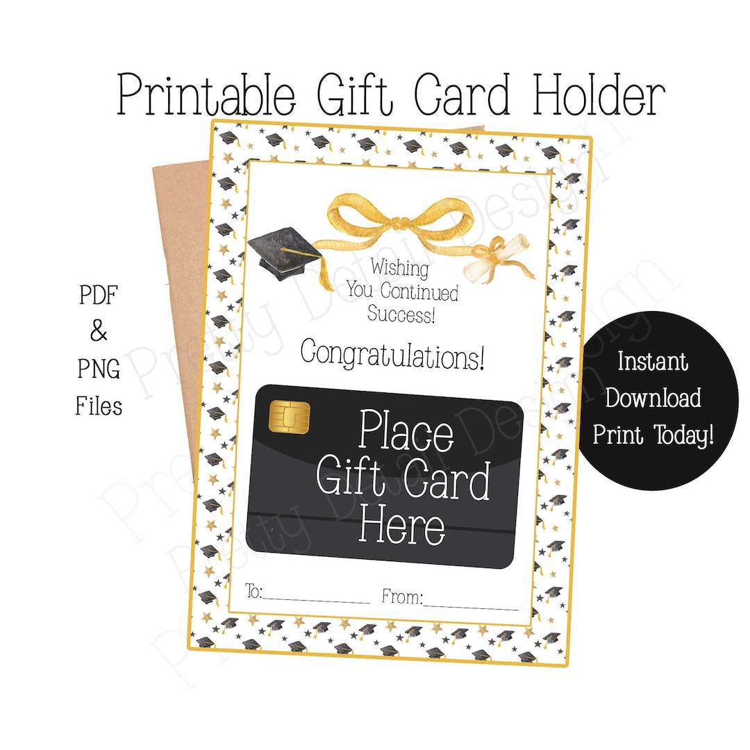 Printable Graduation Gift Card Holder, Gift for Graduation, Instant ...
