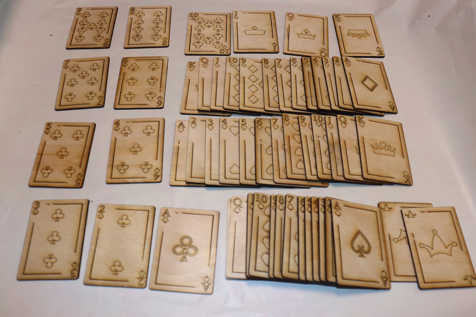 Deck of Playing Cards - 3mm Thick Wooden - Laser Cut and Etched in the ...