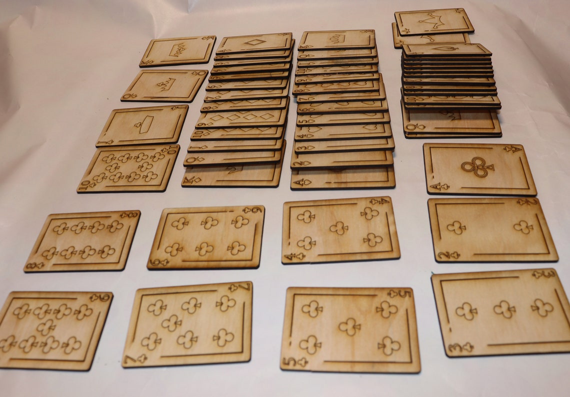 Deck of Playing Cards 3mm Thick Wooden Playing Cards Laser - Etsy