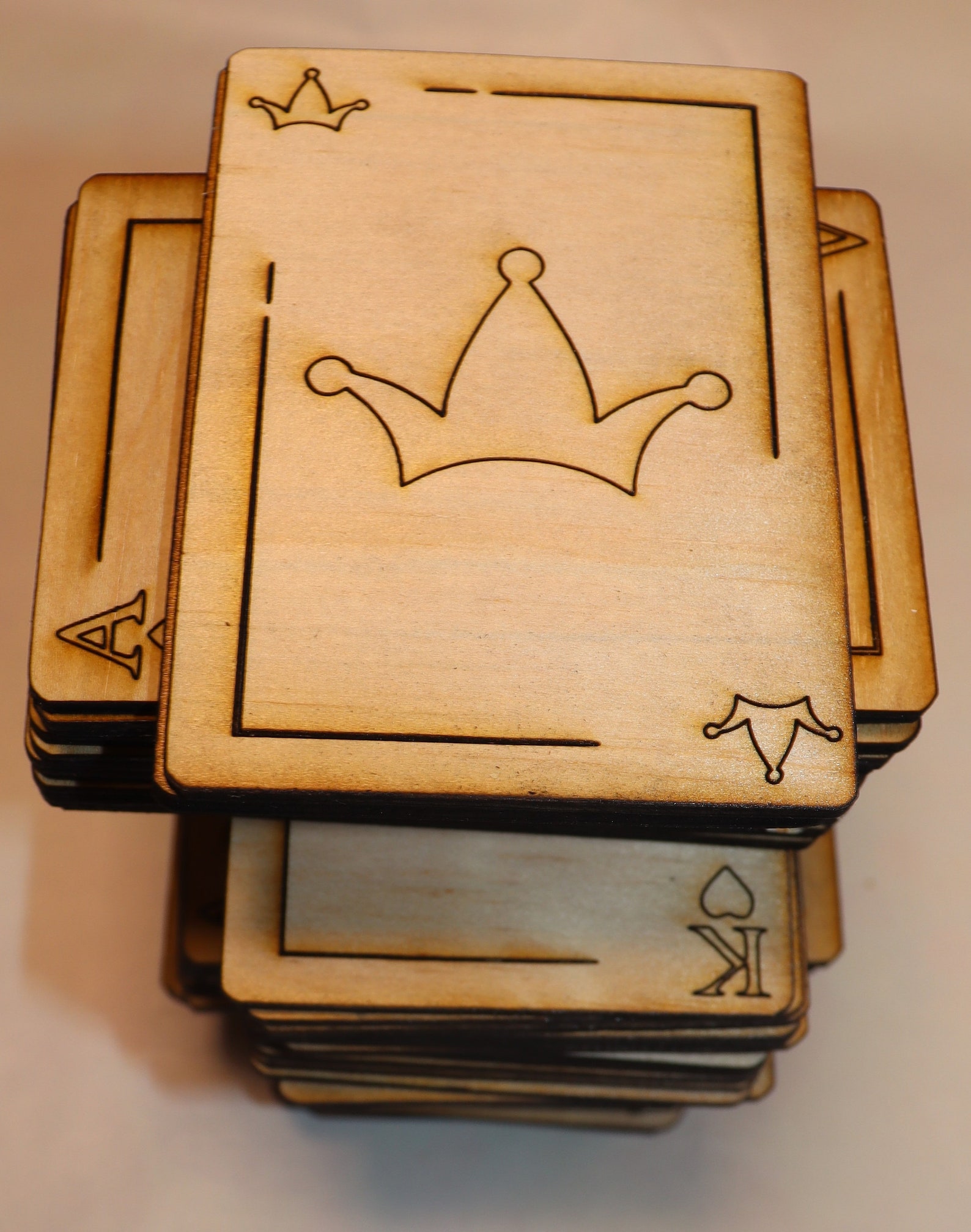 Deck of Playing Cards 3mm Thick Wooden Playing Cards Laser - Etsy