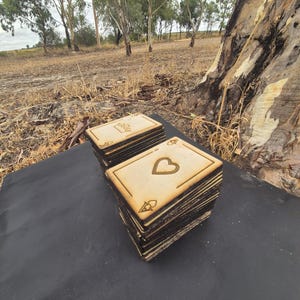 Deck of Playing Cards - 3mm Thick Wooden - Laser Cut and Etched in the ...