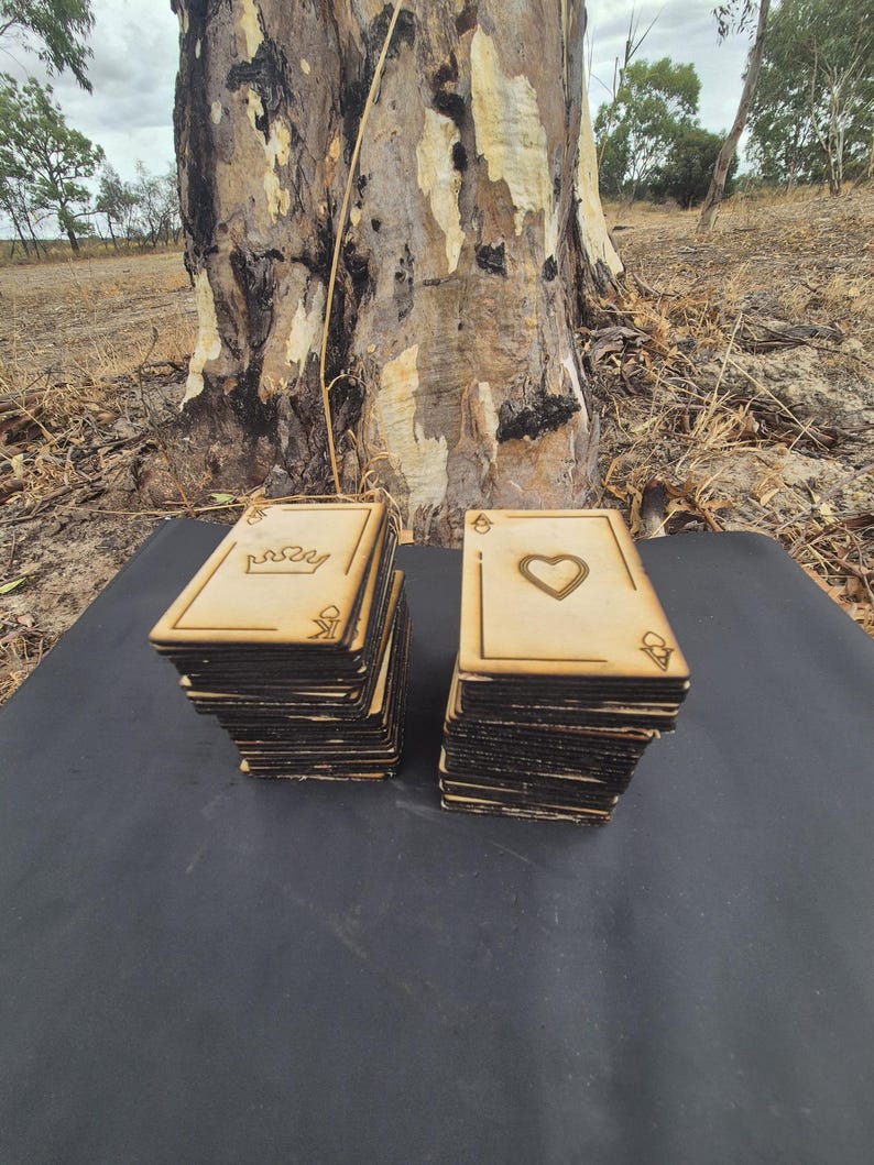Deck of Playing Cards - 3mm Thick Wooden - Laser Cut and Etched in the ...