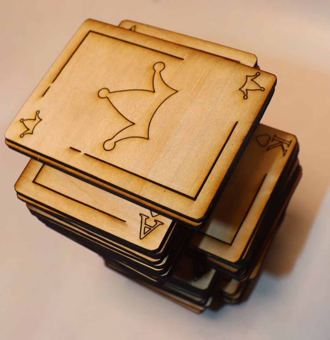 Deck of Playing Cards 3mm Thick Wooden Playing Cards Laser Cut and ...