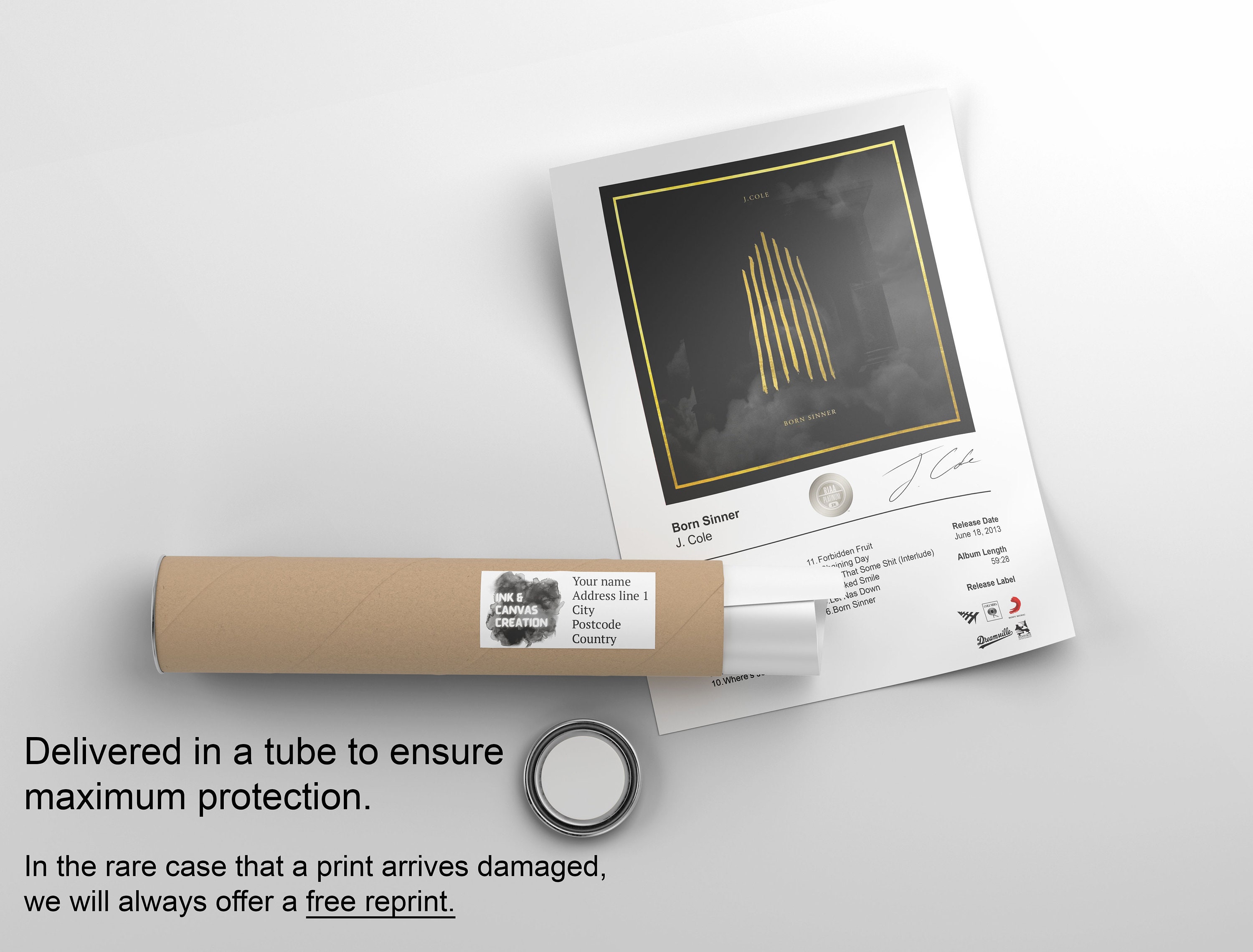 J. Cole Poster - Born Sinner Album Cover Poster Print sold by Yash Jain ...