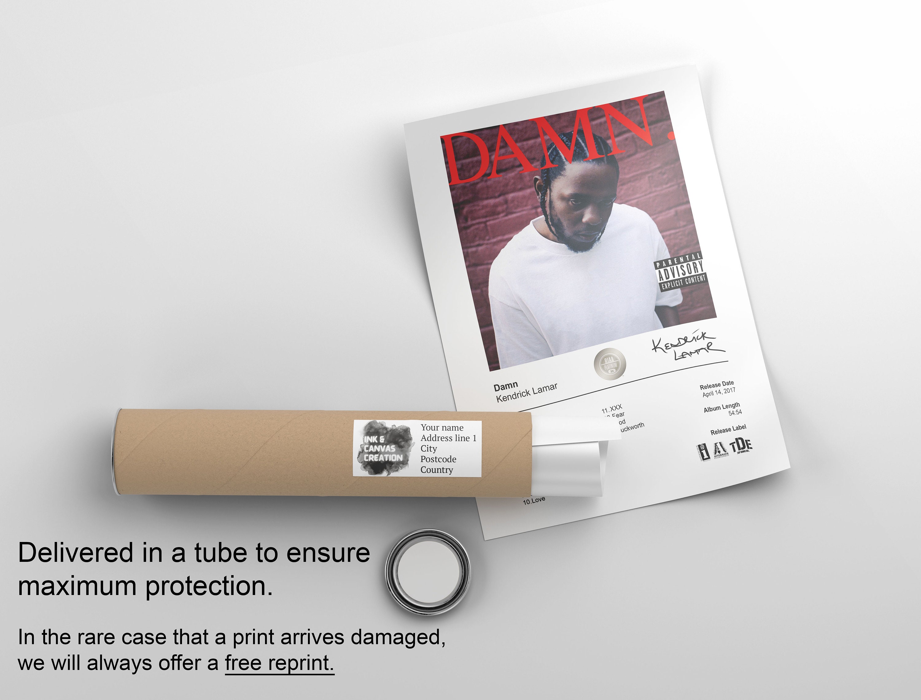 Kendrick Lamar Poster - Damn Album Cover Premium Matte Vertical Poster ...
