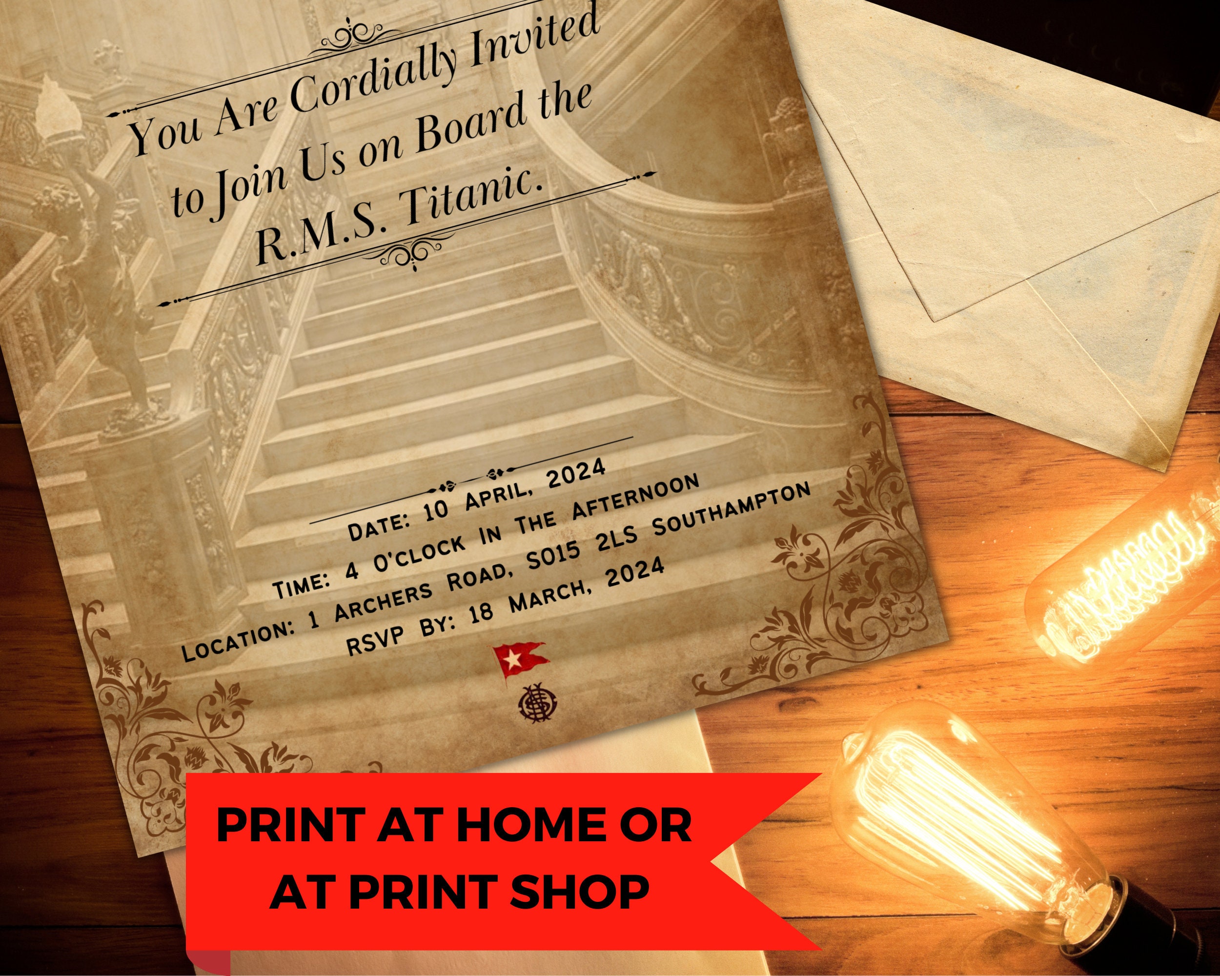 Titanic Themed Party Invitation Printable Template, Editable Wedding ...