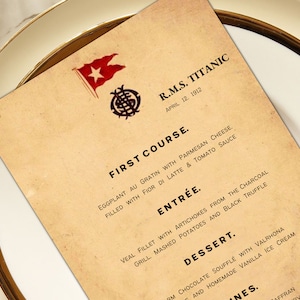 Titanic Dinner Menu Printable Template, Titanic Wedding Editable Menu ...