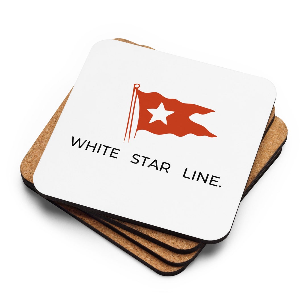 White Star Line Flag Coaster, RMS Titanic Cork-back Coaster, Titanic ...