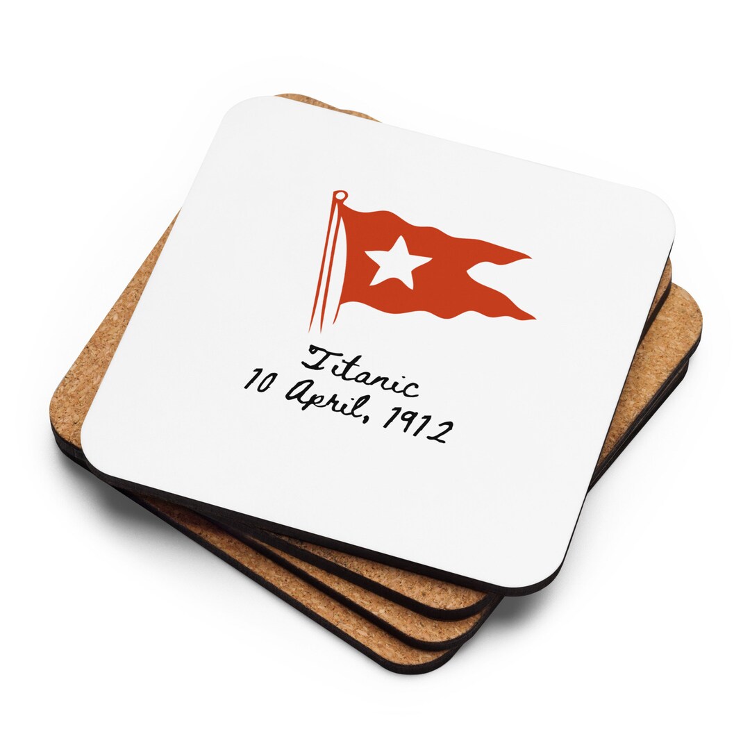 White Star Line Flag Coaster, RMS Titanic Cork-back Coaster, Titanic ...