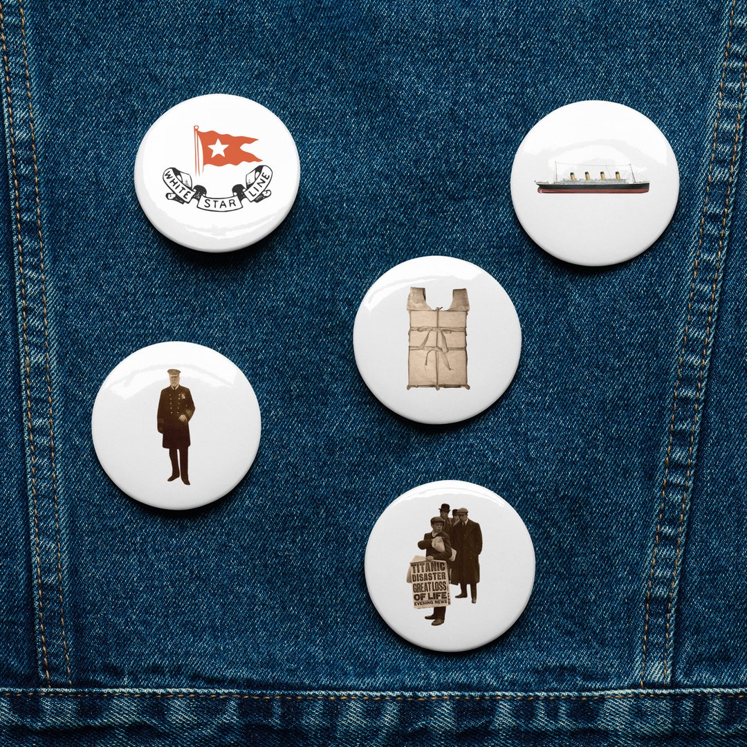 Titanic Pin Buttons Set, RMS Titanic Pins, Titanic Gift, Titanic Lover ...