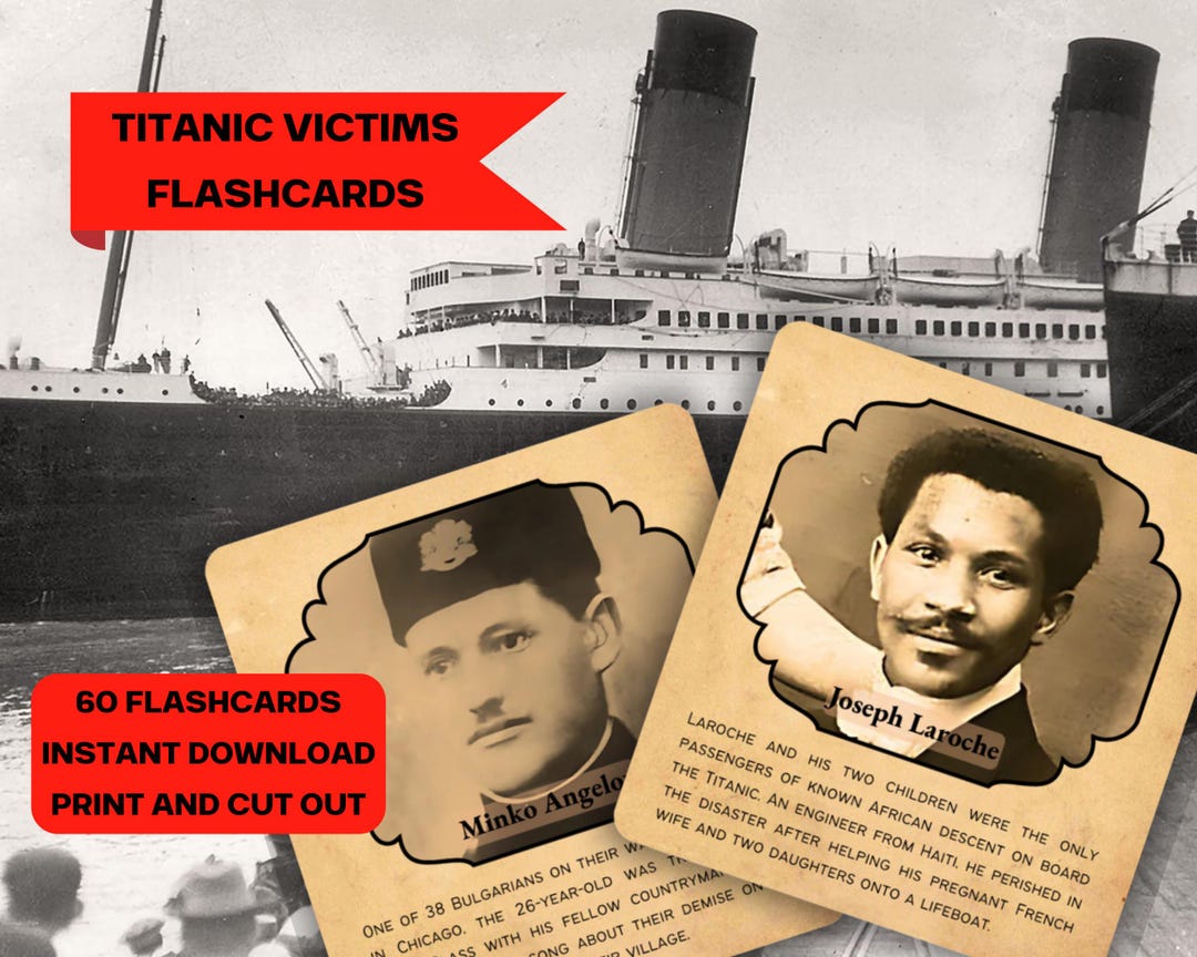 Titanic Victims Flashcards, Titanic Facts Cards, Titanic Memorabilia ...
