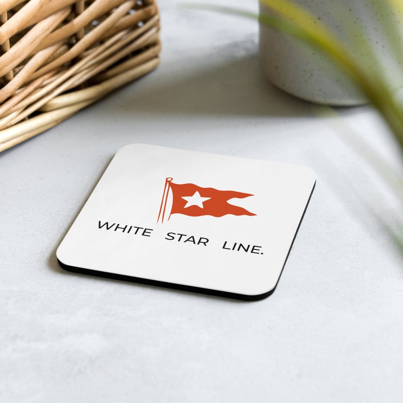 White Star Line Flag Coaster, RMS Titanic Cork-back Coaster, Titanic ...