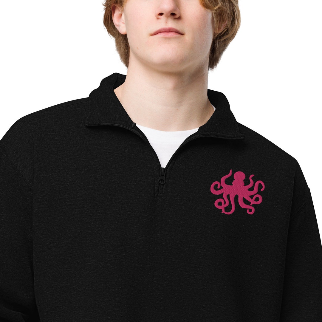 Octopus Embroidery Fleece Pullover, Octopus Sweater, Ocean Lover Gift ...