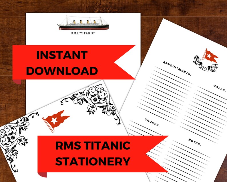 Titanic Stationery Set, Letter Paper, White Star Line Logo, RMS Titanic ...