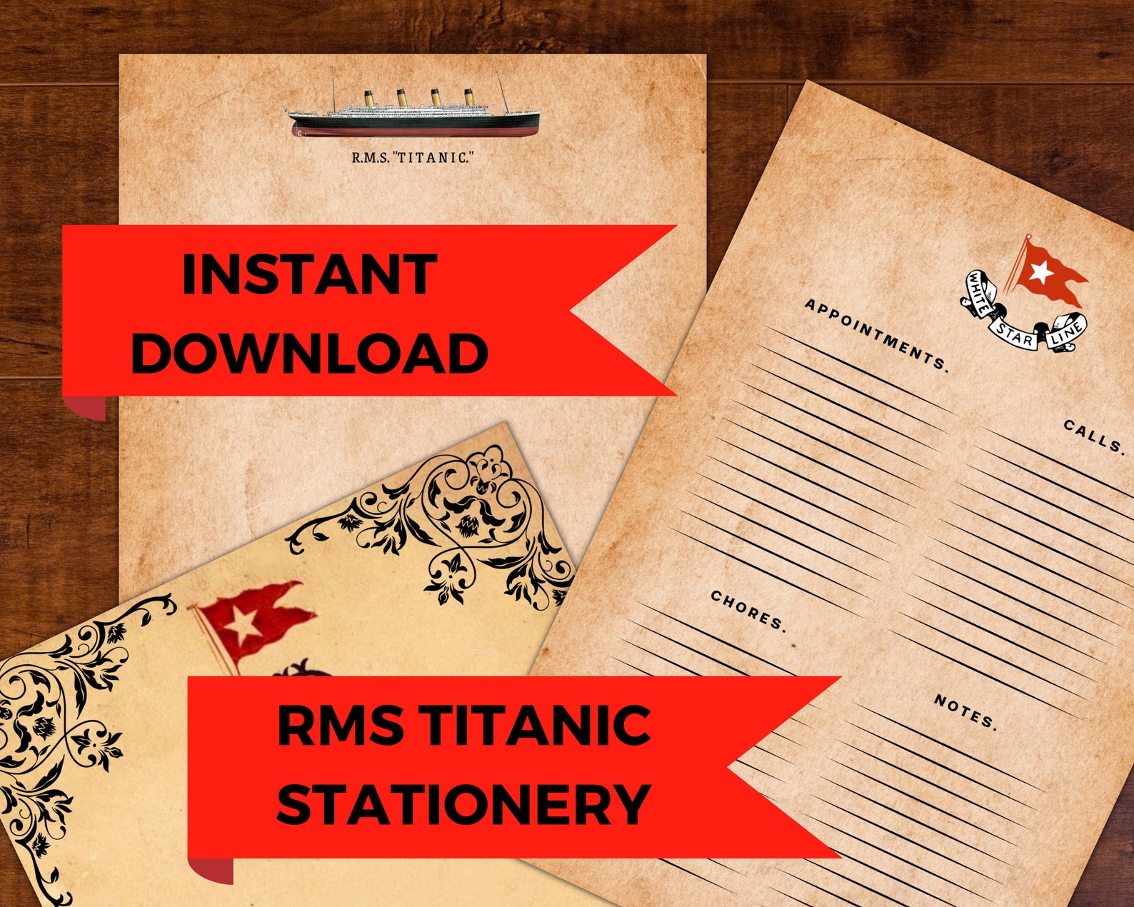 Titanic Stationery Set, Letter Paper, White Star Line Logo, RMS Titanic ...