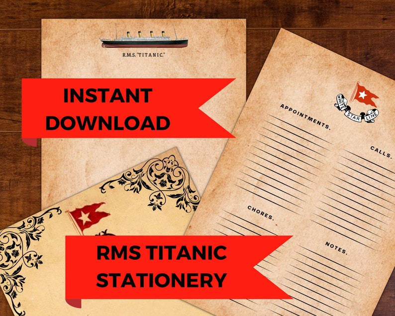 Titanic Stationery Set, Letter Paper, White Star Line Logo, RMS Titanic ...