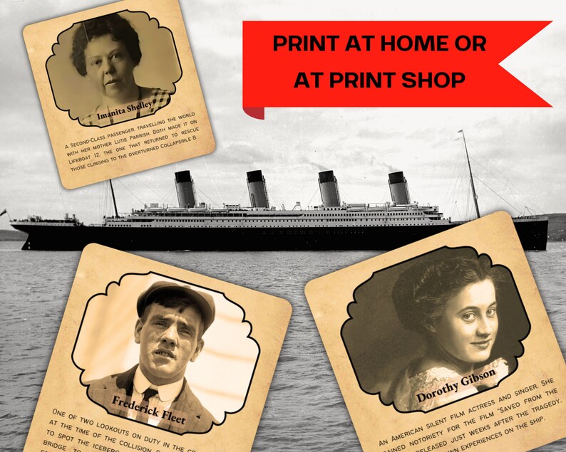 Titanic Survivors Flashcards, Titanic Facts Cards, Titanic Memorabilia ...
