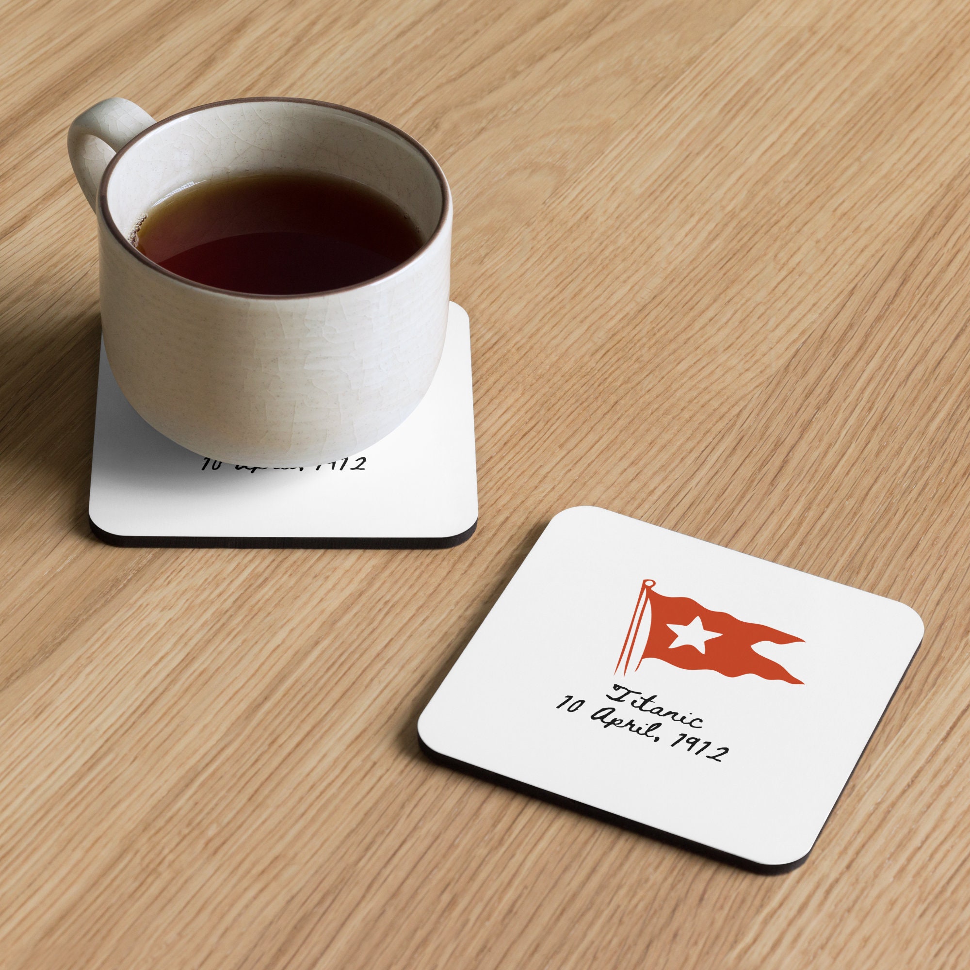 White Star Line Flag Coaster, RMS Titanic Cork-back Coaster, Titanic ...