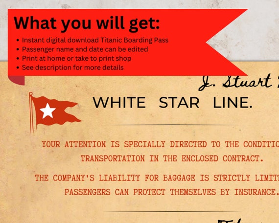 Titanic Boarding Pass Printable