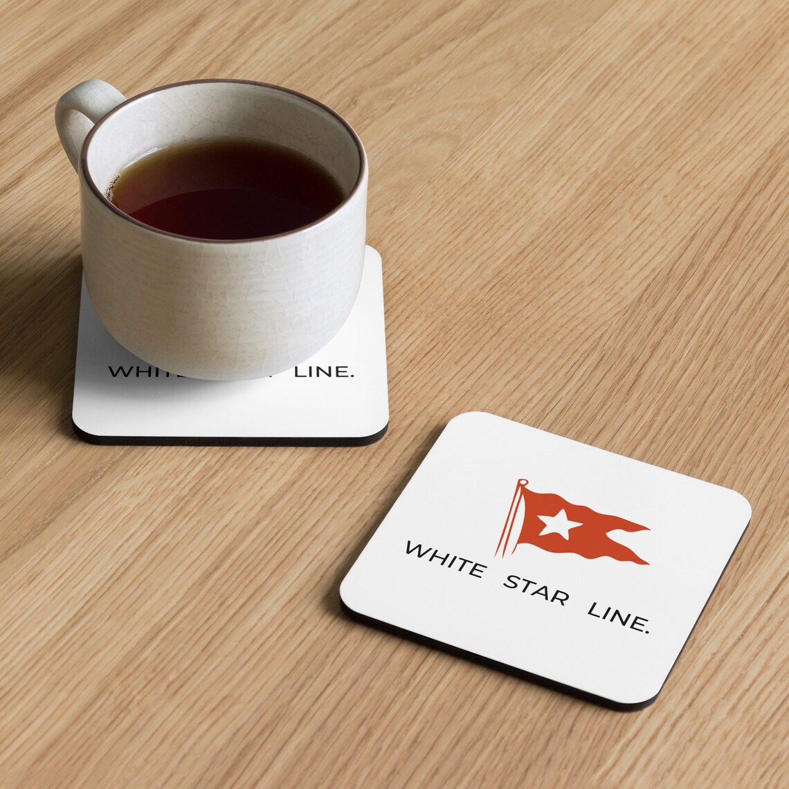 White Star Line Flag Coaster, RMS Titanic Cork-back Coaster, Titanic ...