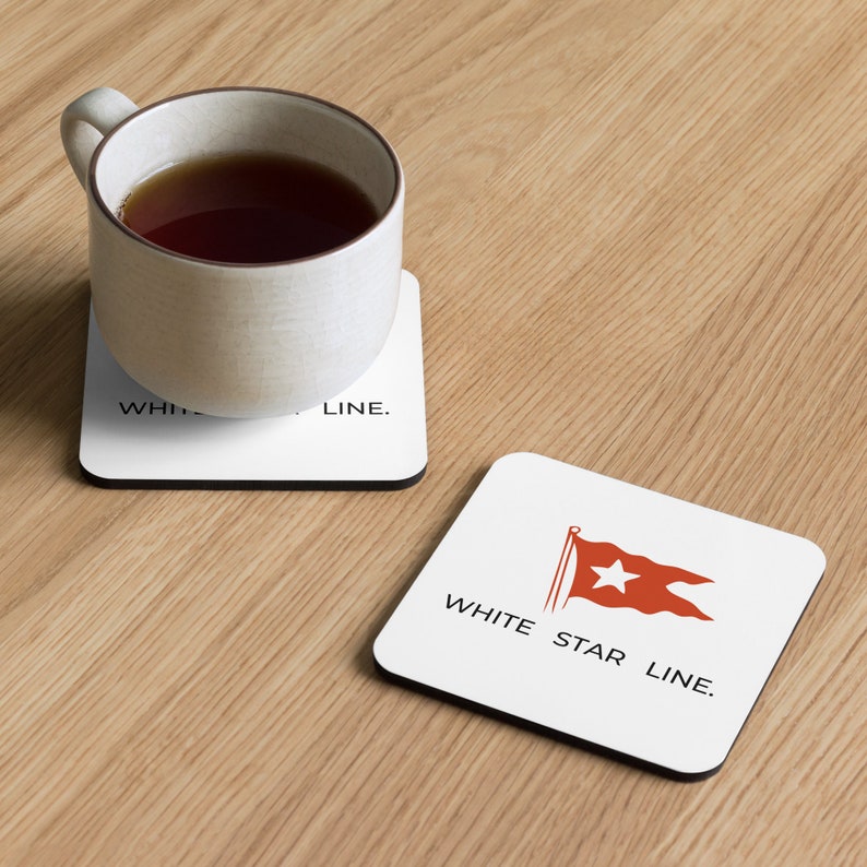White Star Line Flag Coaster, RMS Titanic Cork-back Coaster, Titanic ...