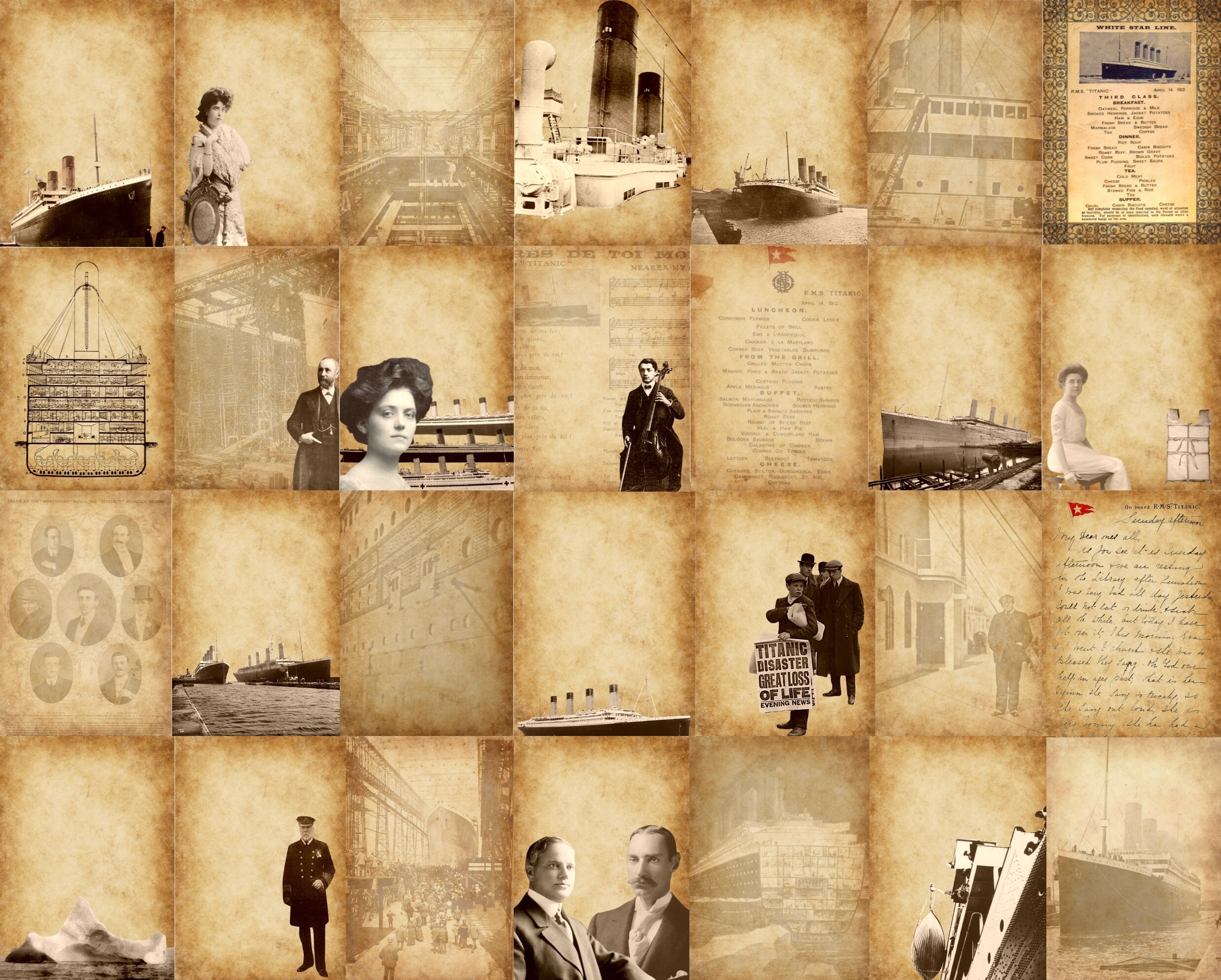 Titanic Junk Journal, Titanic Scrapbook Pages, Vintage Titanic Ephemera ...