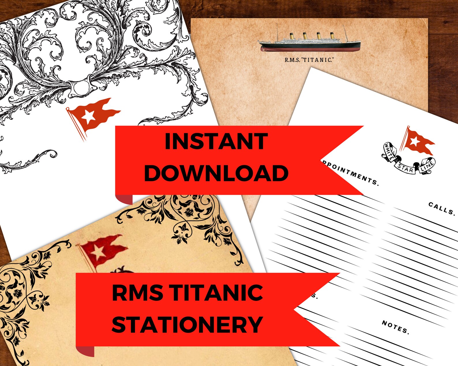 Titanic Stationery Full Set, Letter Paper, White Star Line Logo, RMS ...