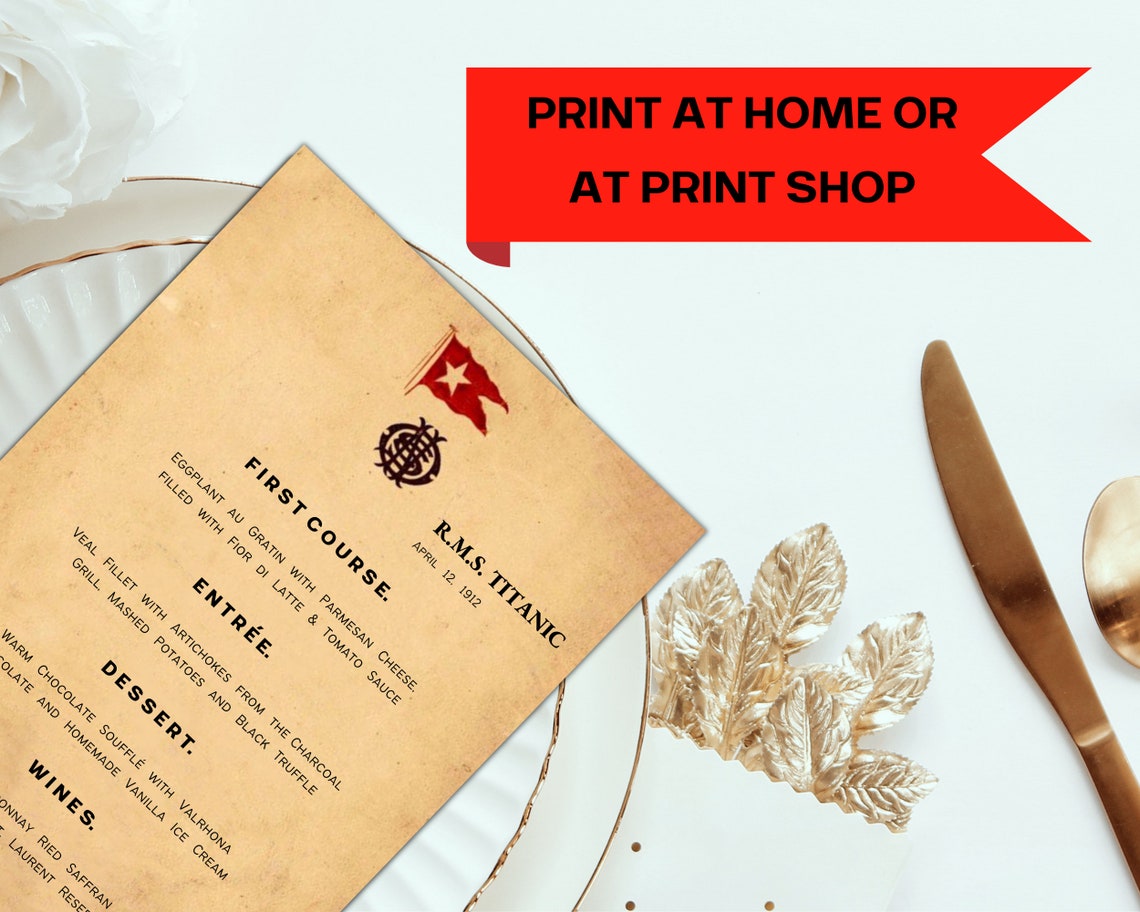 Titanic Dinner Menu Printable Template Titanic Wedding - Etsy Hong Kong