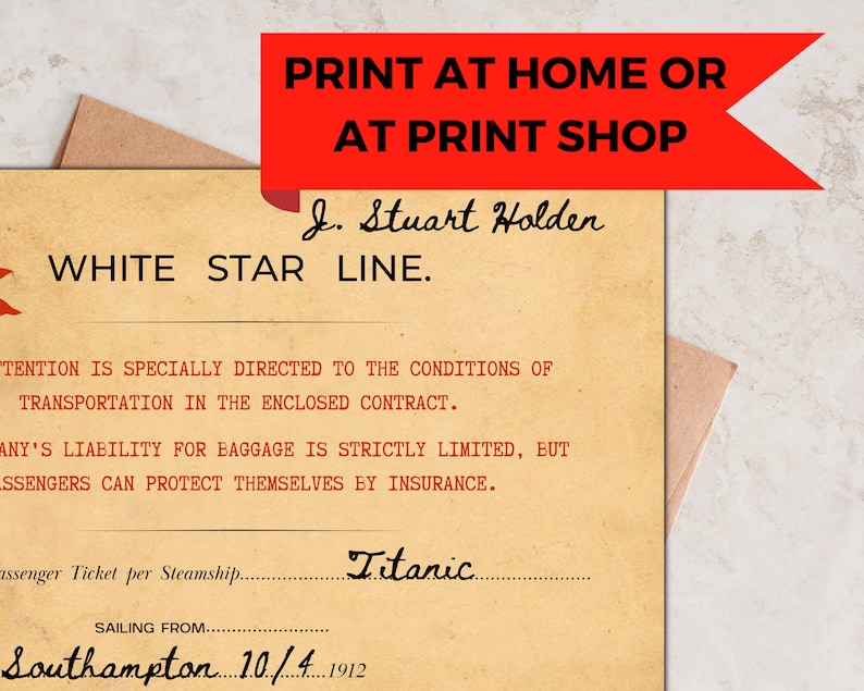 Titanic Boarding Pass Printable Template, Editable Wedding Invitation ...