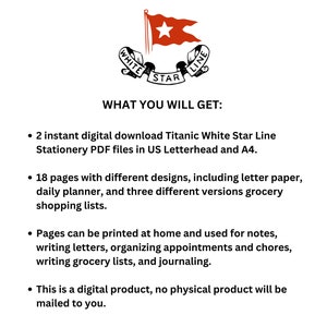 Titanic Stationery Set, Letter Paper, White Star Line Logo, RMS Titanic ...