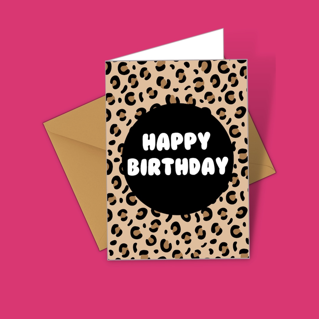 Leopard Print HAPPY BIRTHDAY Card Unique Card Animal Print - Etsy