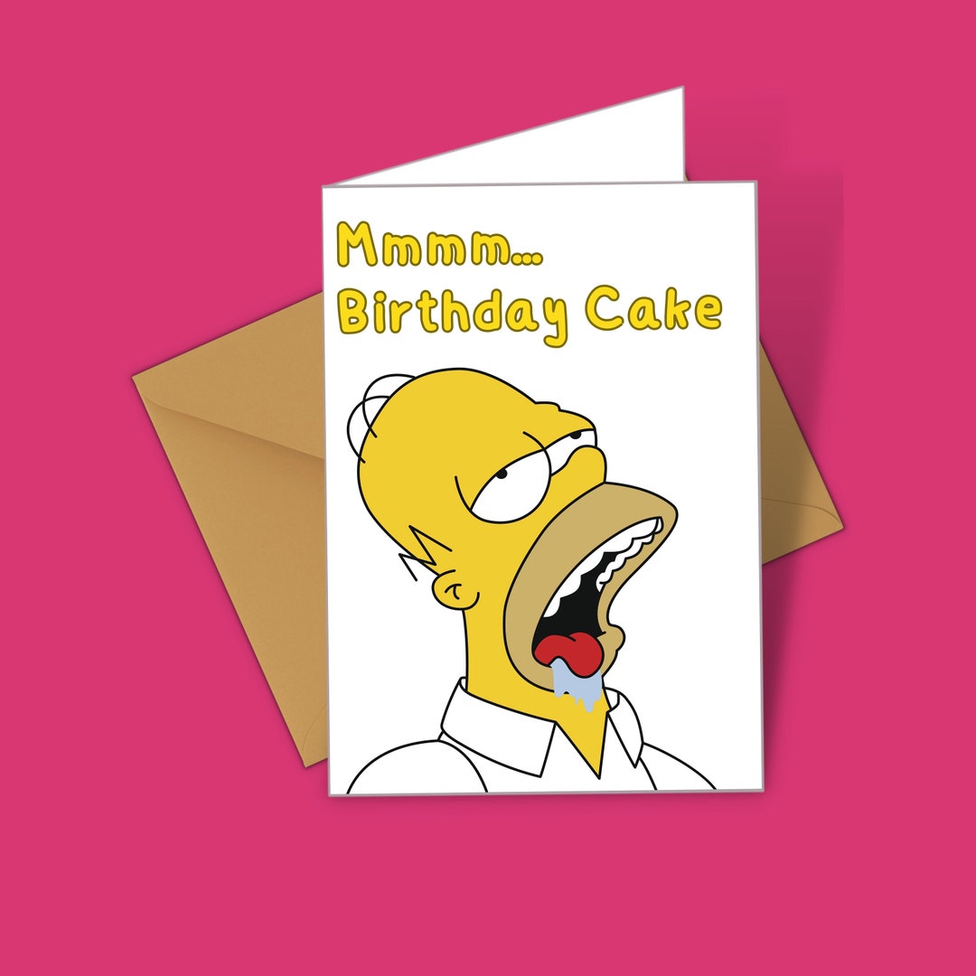 Homer Simpsons Theme Happy Birthday Card Novelty Greeting Card Cake - Etsy