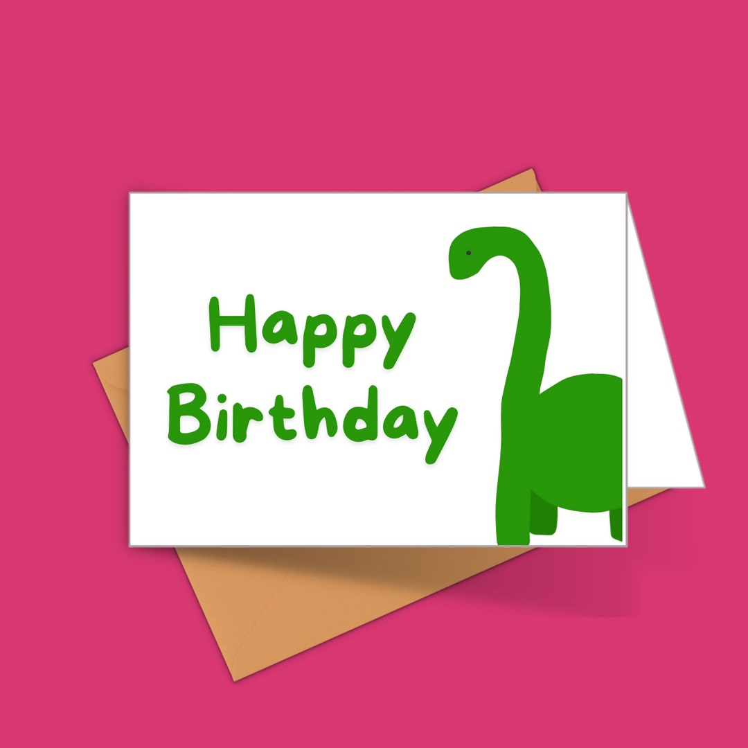 Brachiosaurus Dinosaur Birthday Card Kids Greeting Card - Etsy