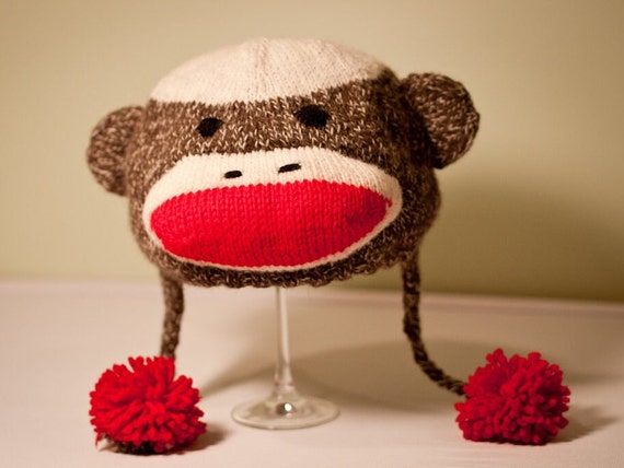 Sock Monkey Hat knitting Pattern PDF Download - Etsy