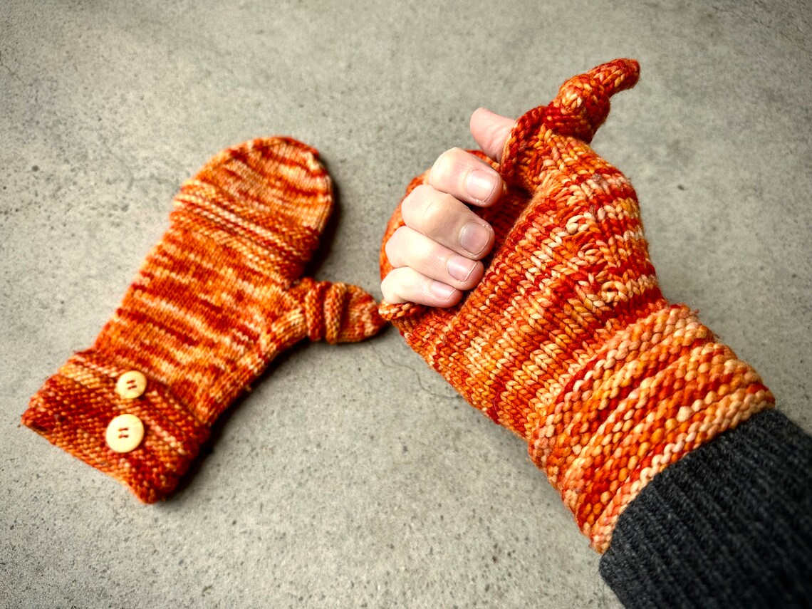 Fingerless Mittens W/ Flaps (knitting Pattern) - PDF Download - Etsy