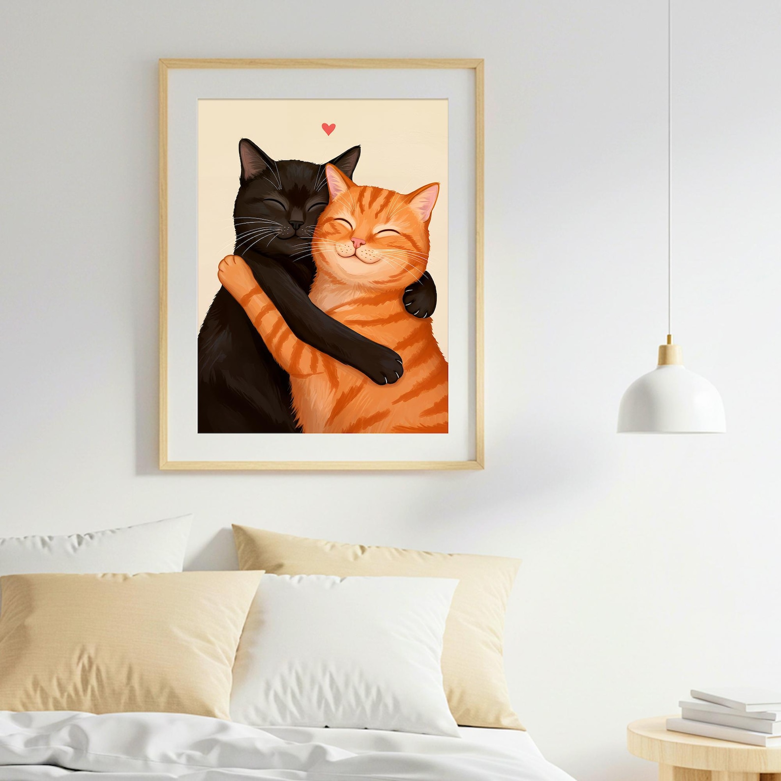 Adorable Cat Hug Art Print - Black and Orange Tabby Illustration, Cute ...