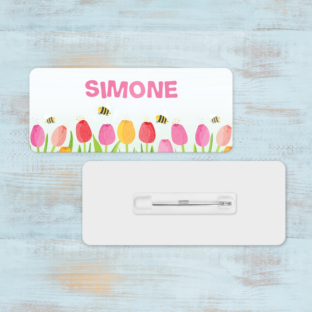 Tulip Flower Name Badge Handmade ID Tag Custom Made to Order Vet Nurse ...