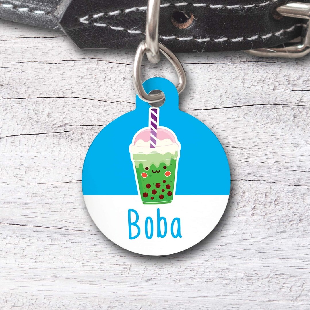 Boba Bubble Tea Dog Tag Handmade Double Sided Cat Dog Pet Name Tag - Etsy