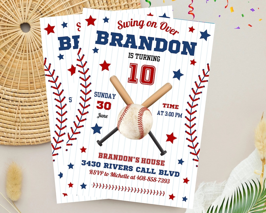 Editable Baseball Birthday Invitation, Baseball Invites, Instant ...