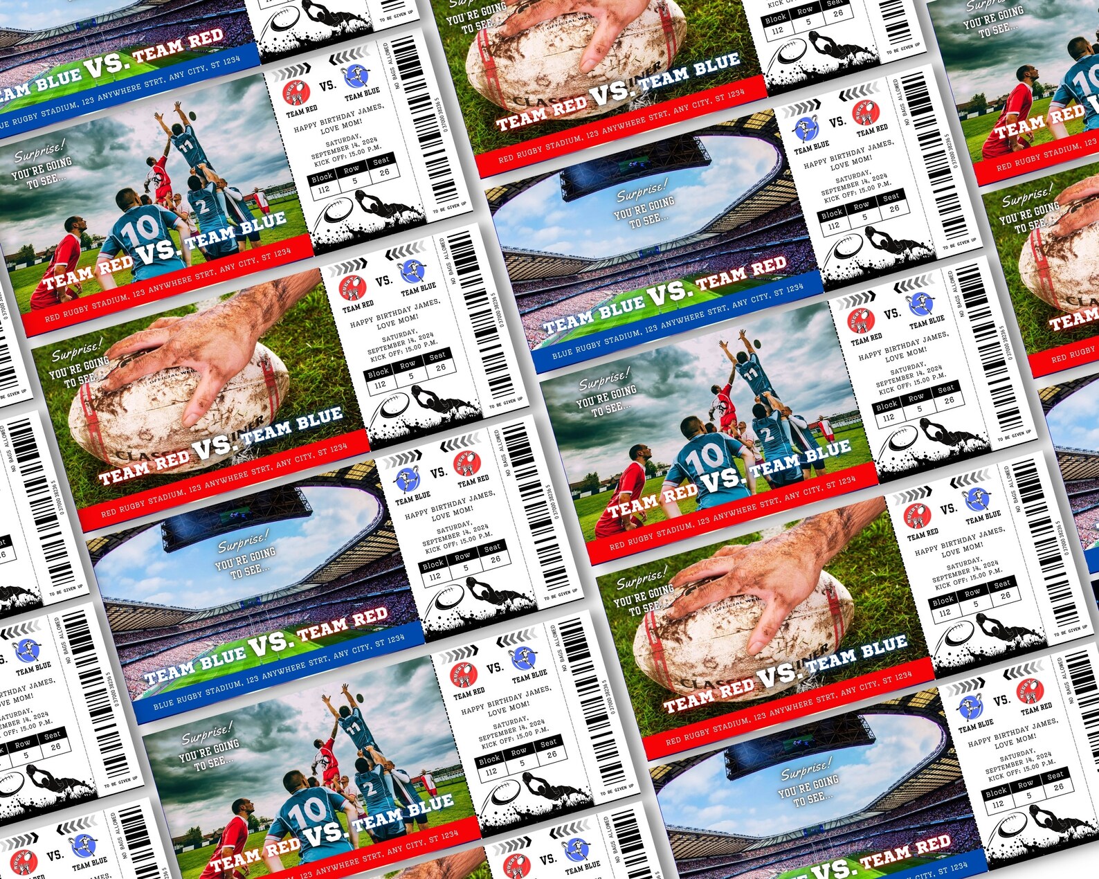 INSTANTLY EDIT Rugby Game Ticket Stub Template Gift Souvenir | Gift ...