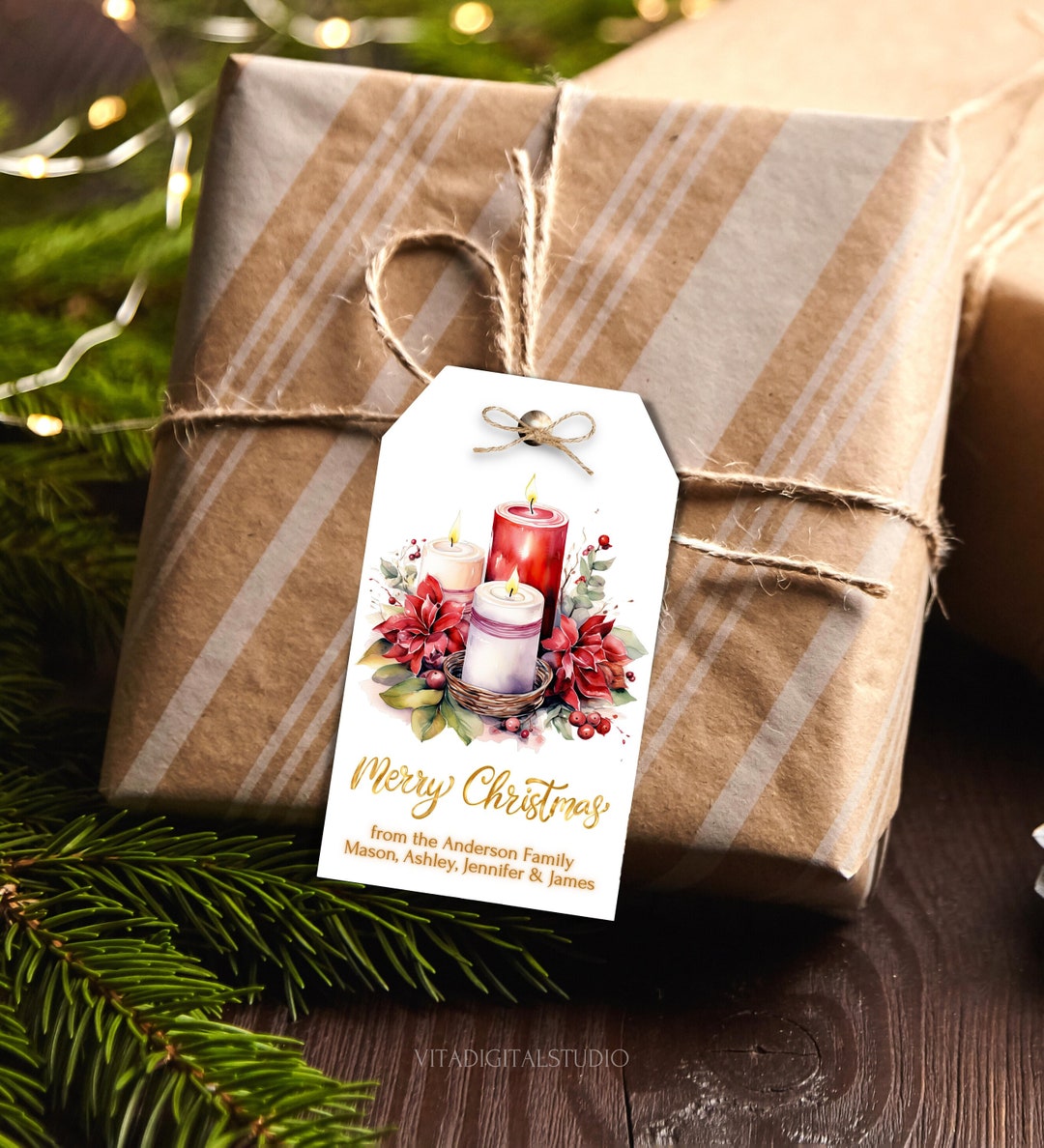Christmas Gift Tag Editable Holiday Party Favor Tag Printable Christmas ...