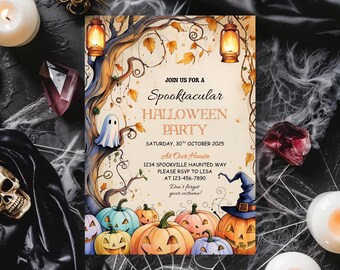 Editable Halloween Party Invitation | Spooky Pumpkin Theme | Instant ...