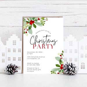 Editable Christmas Party Invitation Template, Annual Holiday Party ...